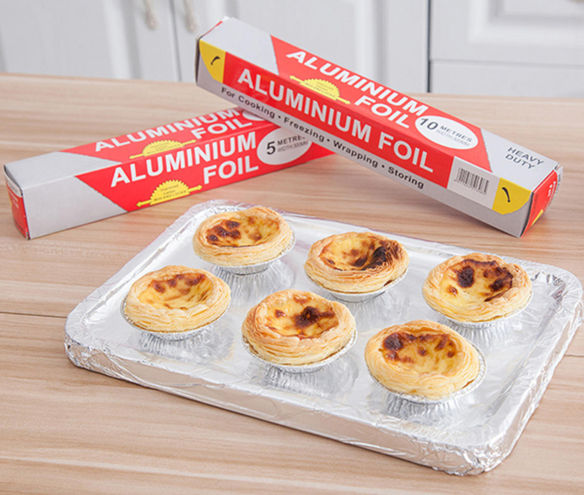 Aluminum foil for food packaging in kitchen